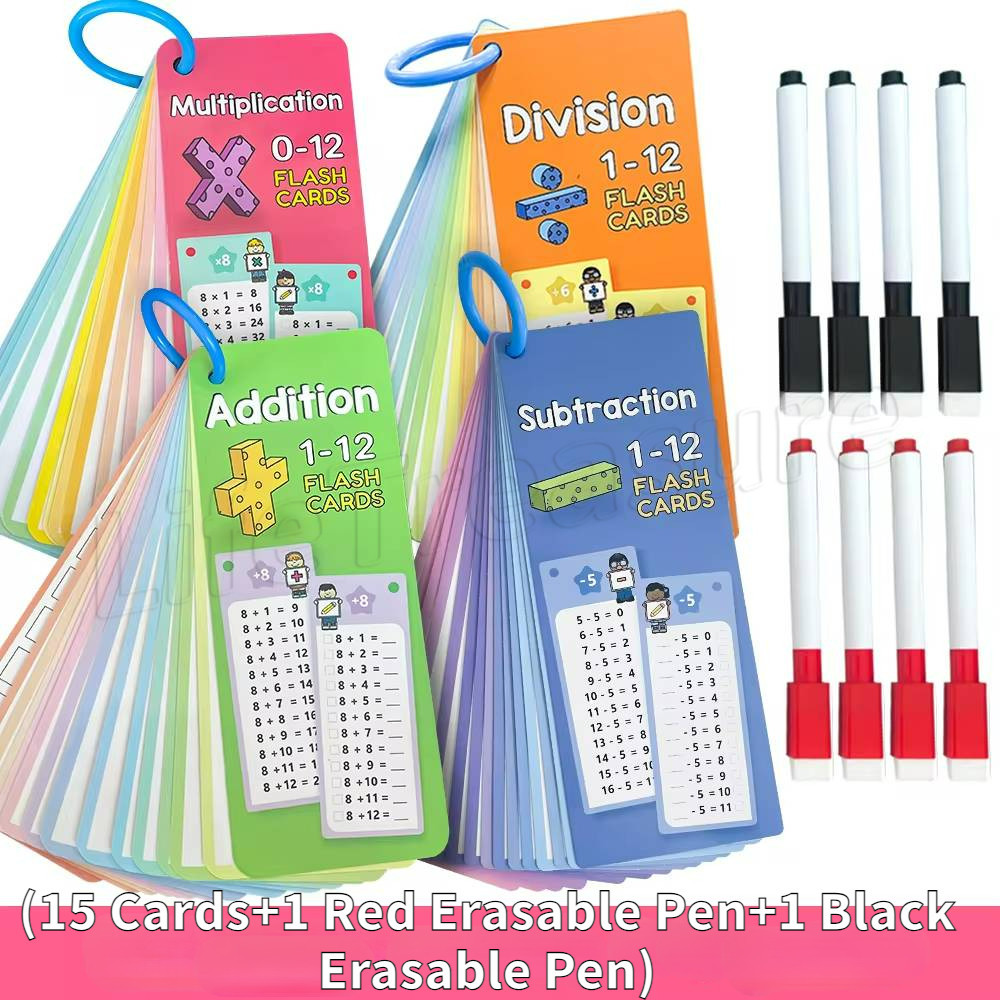 15 Cards Math Multiplication Cards - Self Check Math Learning Tool ...