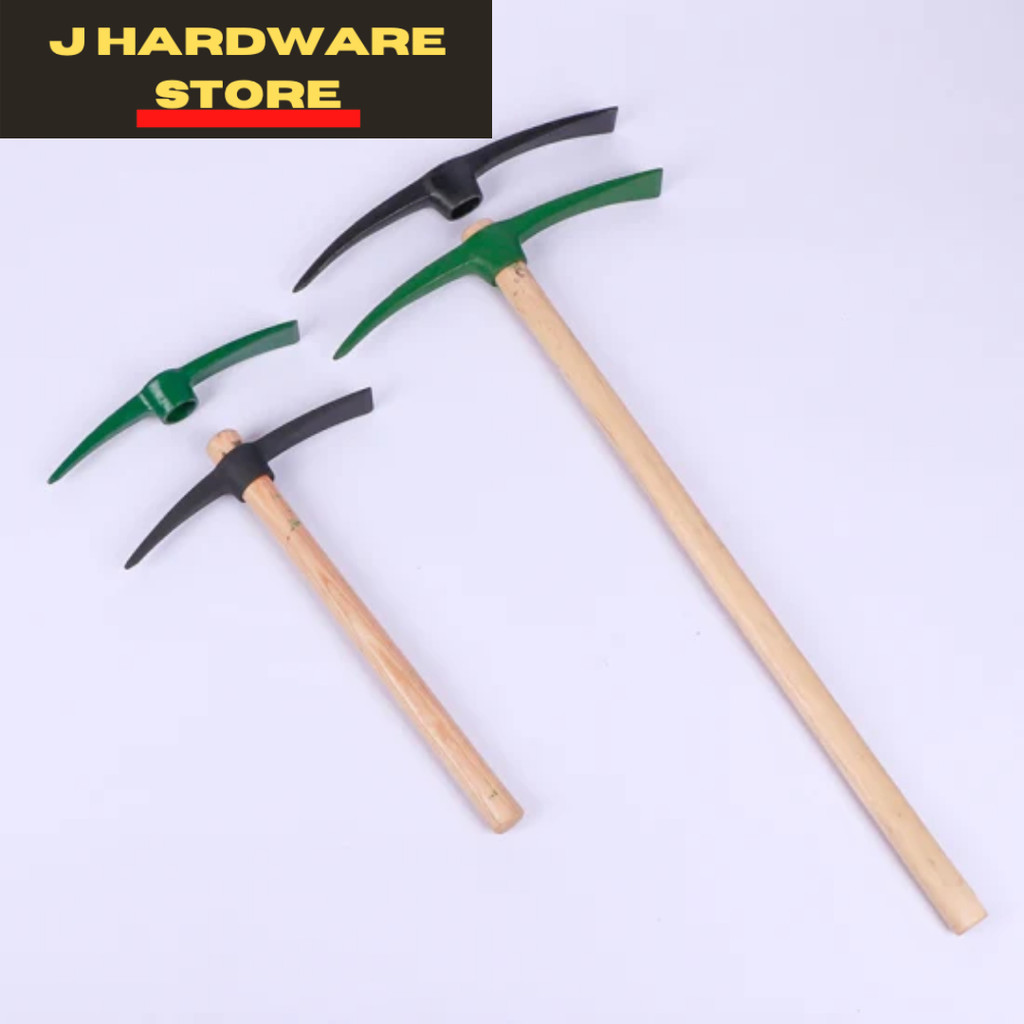 SAFETY Long Wooden Handle Small Pickaxe Hoe Garden hand tools Digging ...