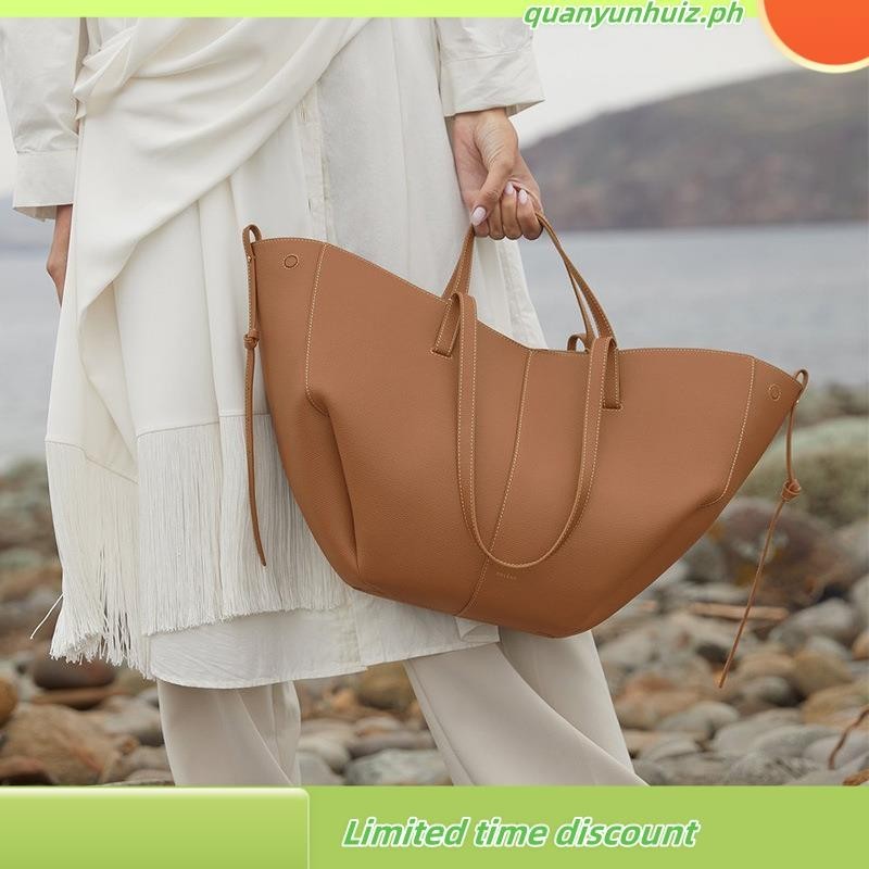 Polene French Cowhide Pleated Tote Bag Niche Design Large-capacity ...