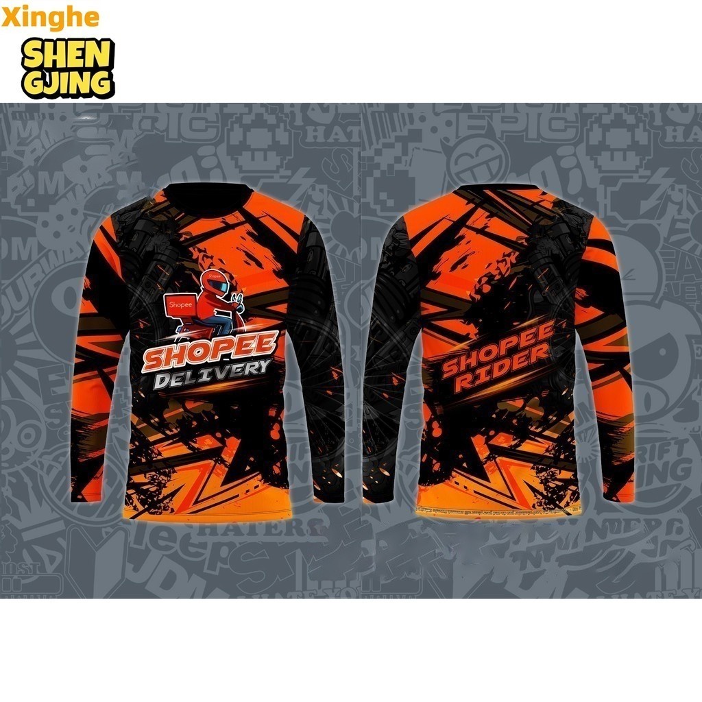 Shopee Rider Longsleeves Uniform (Full Sublimation) Shopee Delivery 3D Cycling Jersey Sportswear ...