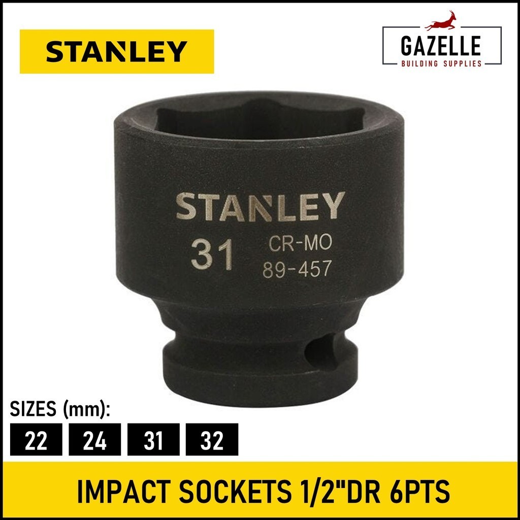 Stanley Impact Sockets 1/2"Dr 6Pts 22mm, 24mm, 31mm and 32mm | Shopee ...