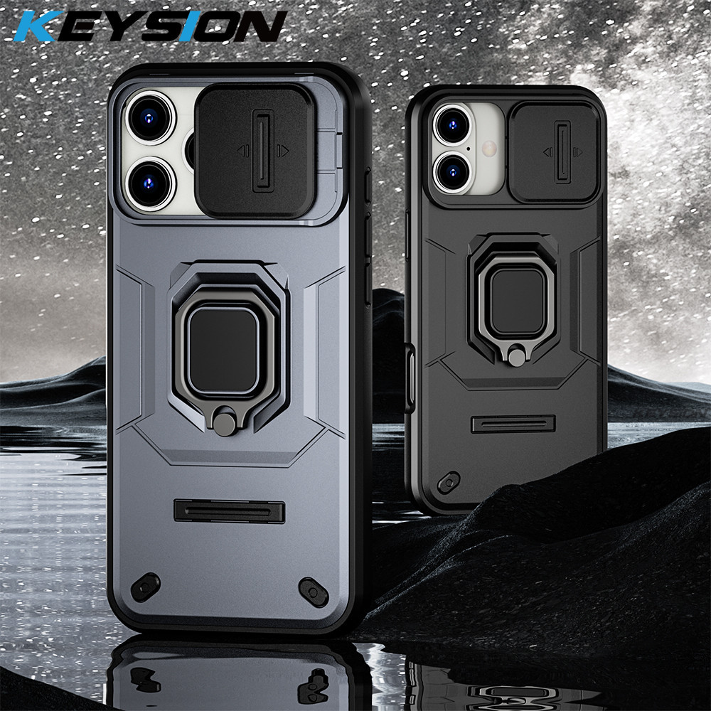 KEYSION Shockproof Armor Case for iPhone 16 Pro Max Slide Push Pull ...