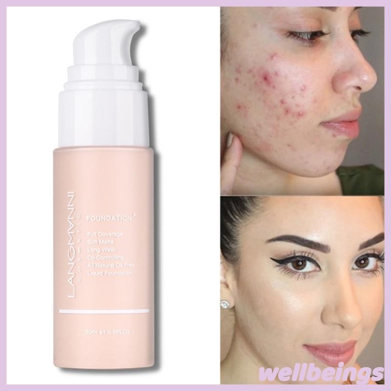 WELL Langmanni Face Liquid Foundation Full Concealer Makeup Waterproof ...