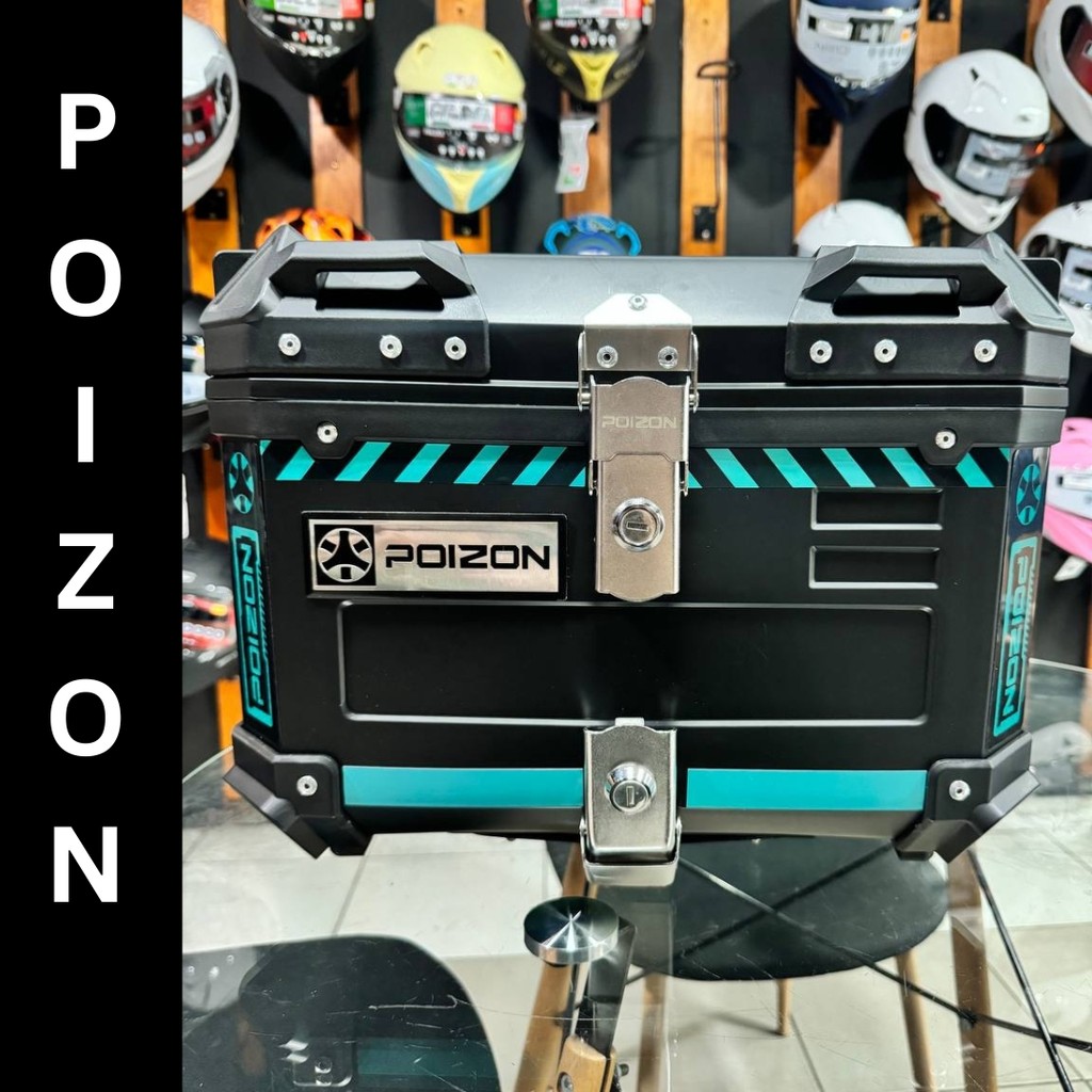 poizon dual lock plastic abs motorcycle top box 45 liters | Shopee ...