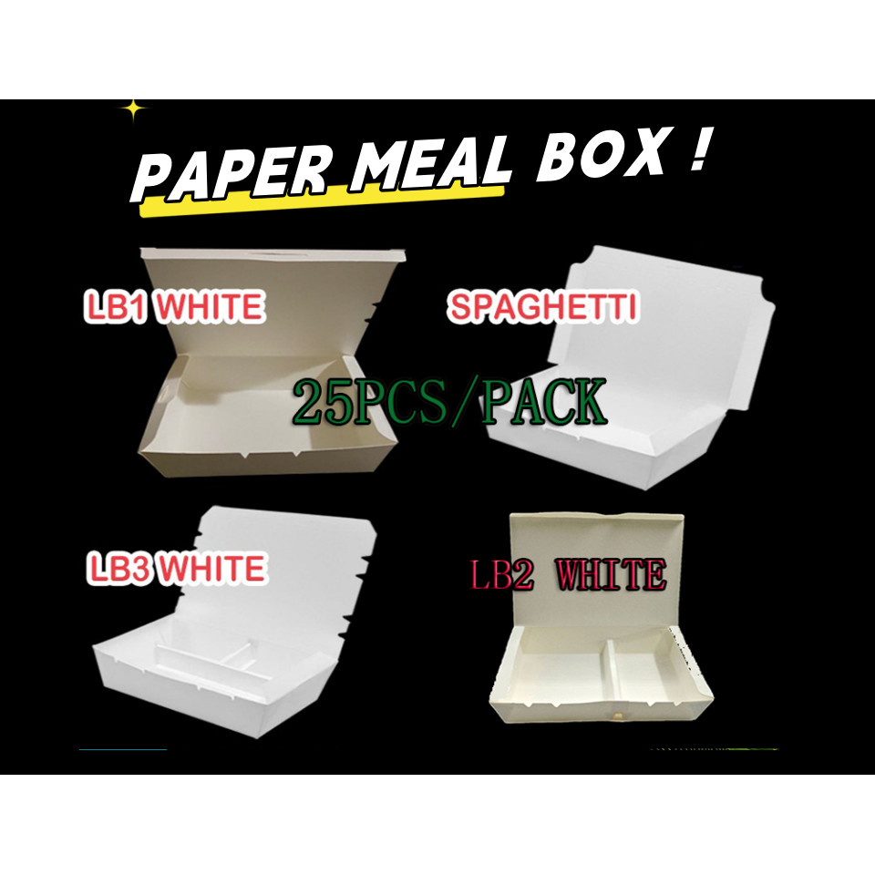 【25pcs】Disposable Paper Box With Divider LB1 LB2 LB3 SPAGHETTI Meal Box ...