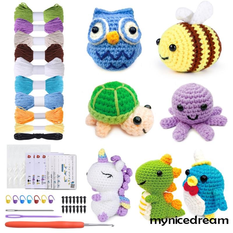 Hand Crochet DIY Animal Kit For Adults Cotton Knitting Yarn Thread ...
