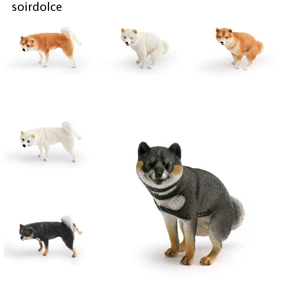 SOIRDOLCE Shiba Inu Figurine, Realistic Pug Dog Animal Model, Children ...