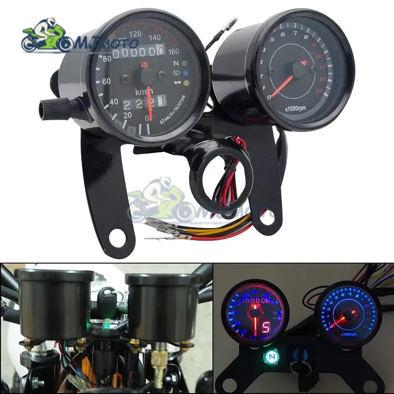 Universal Motorcycle Speedometer Tachometer Odometer Speed Mete For ...