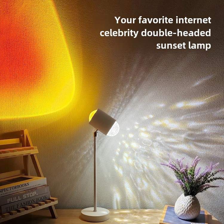 Water Ripple Ambience Light Internet Celebrity Double-Headed Sunset Table Lamp Living Room ...