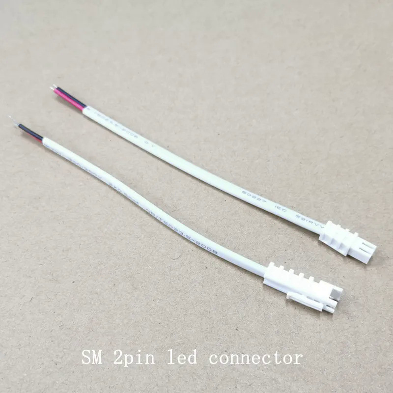 White, SM 2pin led connector Male/female SM 2 Pin Plug Connector Wire ...