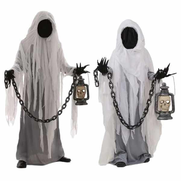 Adult male cos scary and eerie faceless ghost headless ghost costume ...