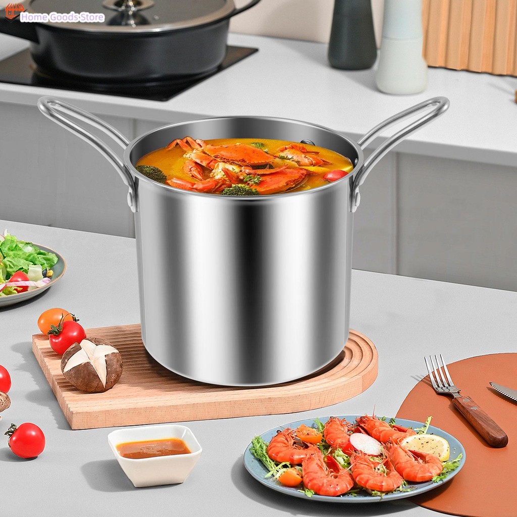 Mini Deep Fryer Pot with Strainer Basket 304 Stainless Steel Small ...