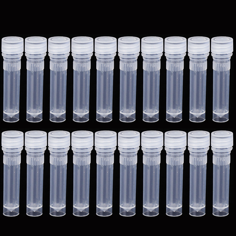 20 PCS Plastic Test Tube Vial Sample Container Screw Cap Bottle for ...