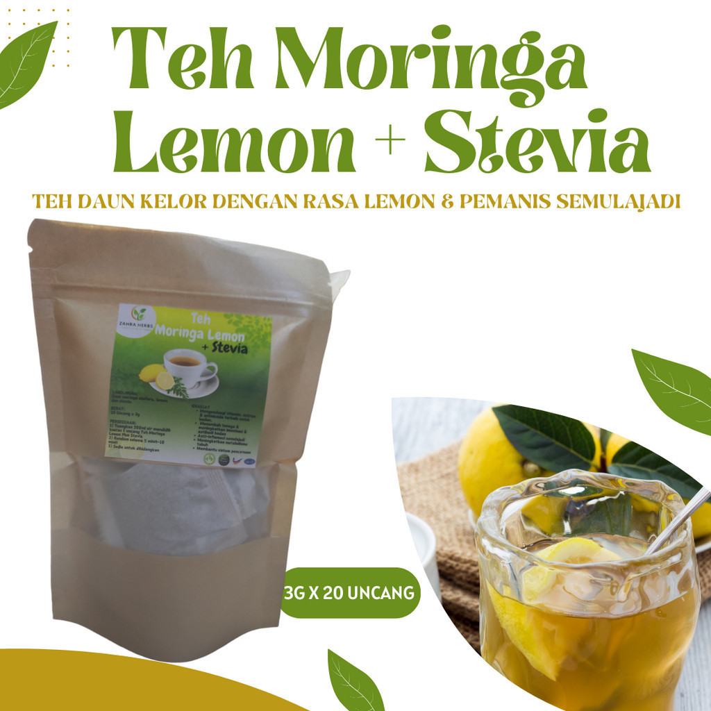 Moringa Lemon Stevia Tea 20 Bags Moringa Oleifera Moringa Leaf Tea plus ...