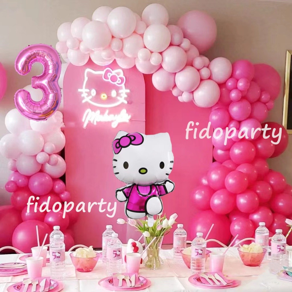Cartoon Hello Kitty Balloon Garland Arch Sanrio Cute Pink Kt Cat Girl's ...