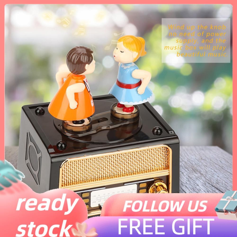 Hanhan1 Retro Radio Shape Music Box Lovely Dolls Storage Craft Gift for ...