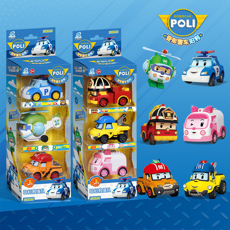 Transforming Police Car Polly Toys Children's Inertial Scooter Model ...