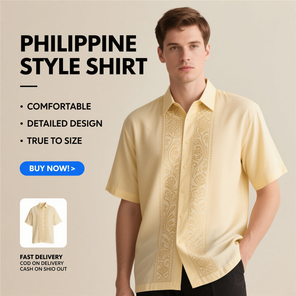 2025 Philippines Barong Tagalog For Men Modern Retro Floral Sublimation ...