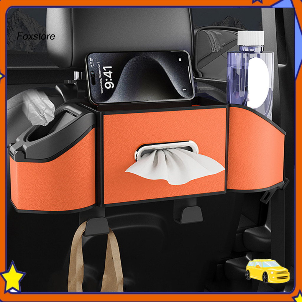 [Fx] Car Backseat Storage Box with 2 Drink Cup Holder Car Seat Storage ...