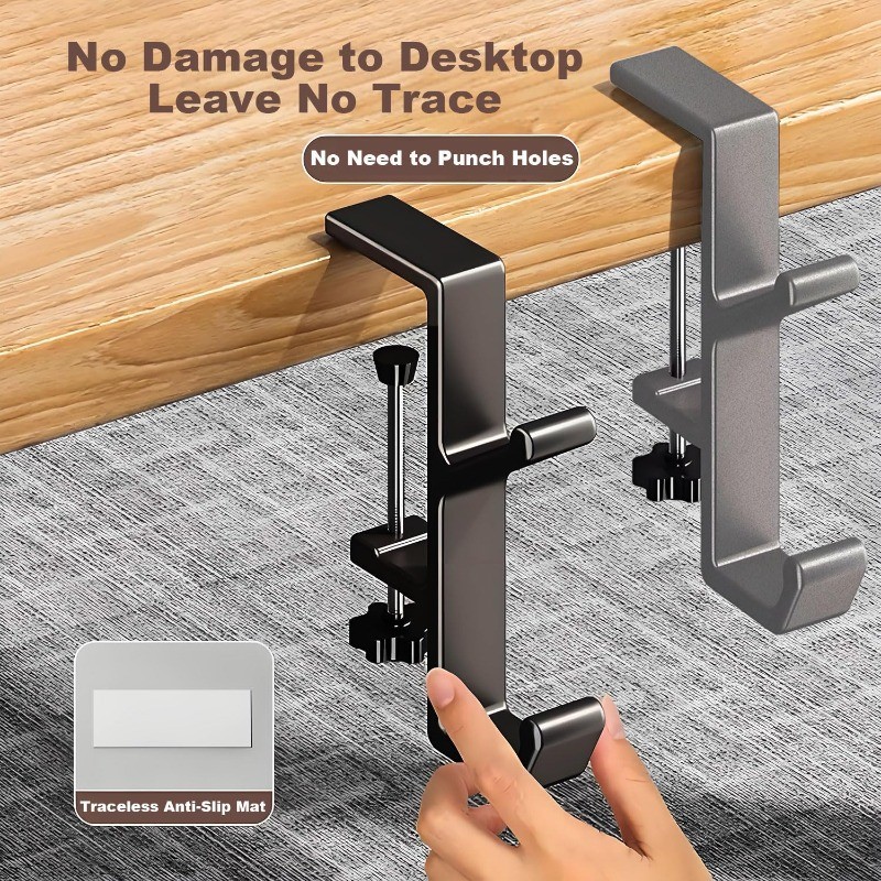 Table Edge Hook Double Hooks Punch-free Student Desk Side Hanging Bag ...