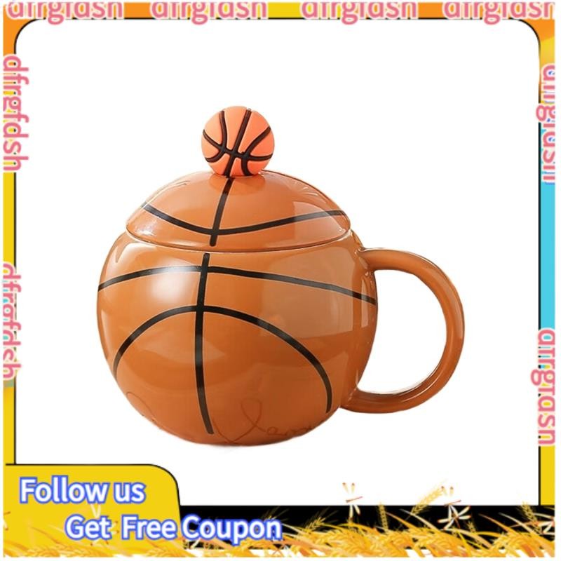 【D&F】With Lid and Spoon Basketball Coffee Sports Cup Gift Set with Gift ...