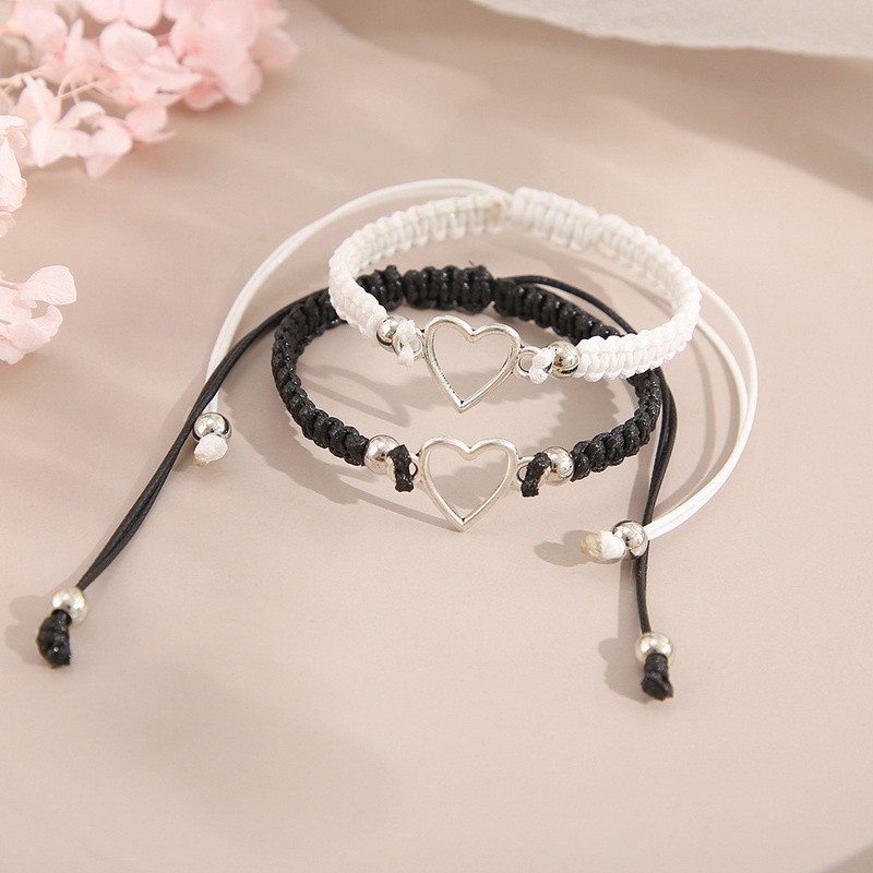 2pcs Fashion Couple Bracelet Set for Lover Hollow Heart Bangles Best ...