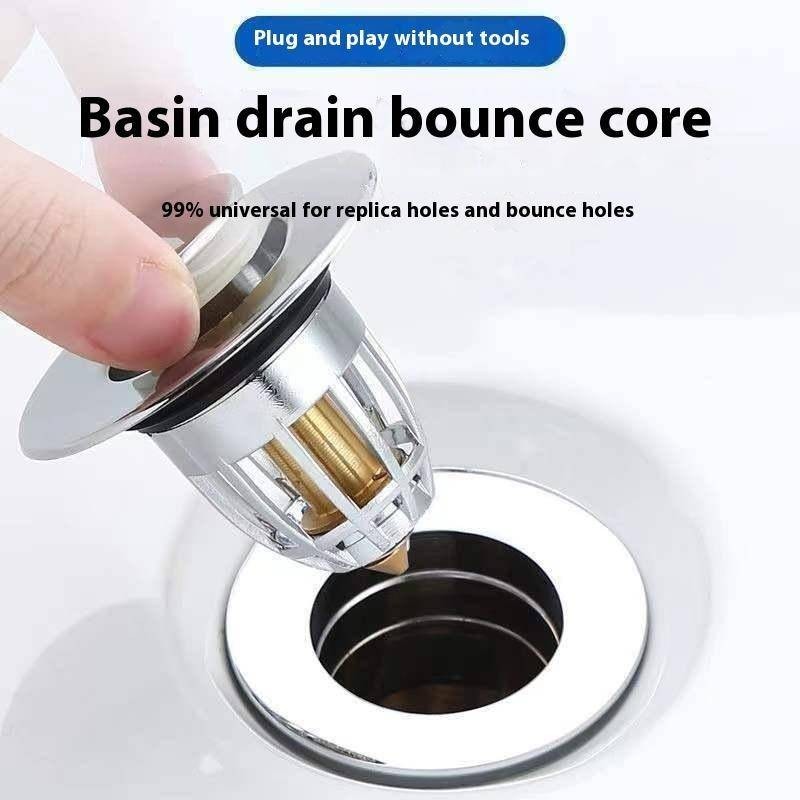 Washbasin Leakage Plug Stainless Steel Deodorant Bounce Core Push Type ...