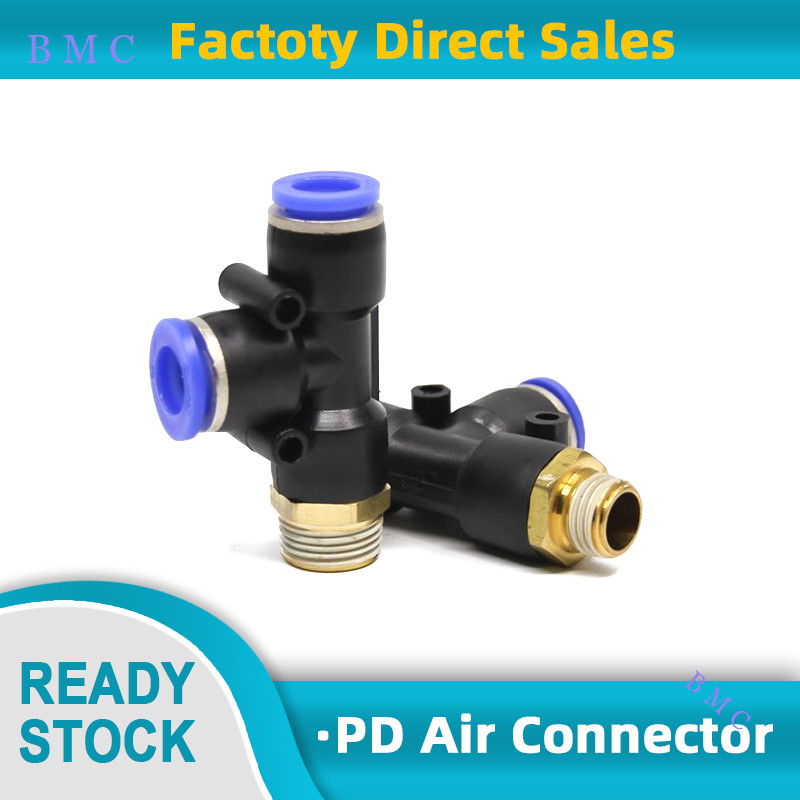 Pneumatic Trachea Quick Plug Joint PD8-02 Tee Threaded Male Thread 6-01 Cylinder Air Compressor ...