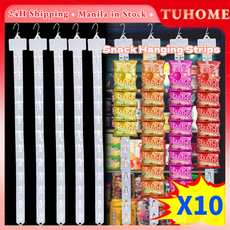 10Pcs Plastic Display Hanging Strips with Hooks Store Organizer for ...