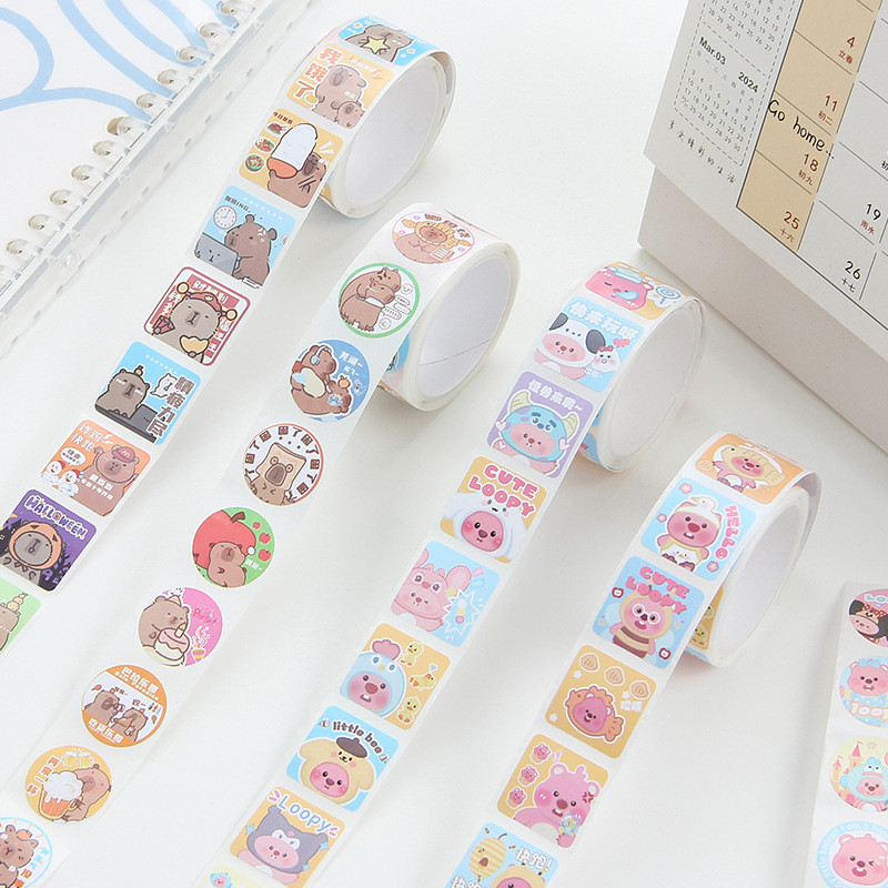 Assorted Cartoon Animals Sticker Rolls Cute Lovely Decals Decorative ...