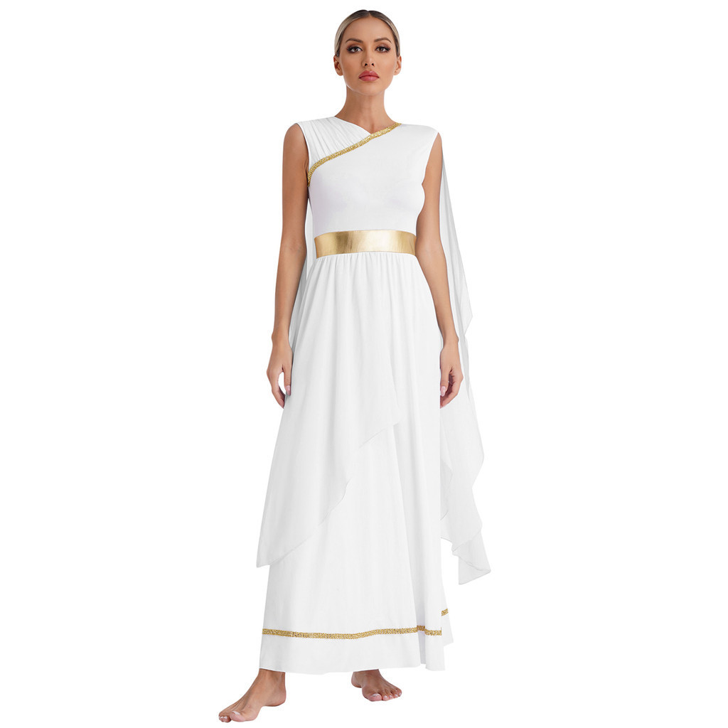 Women Halloween Athena Goddess Cosplay Costume Ancient Greek Roman Toga ...