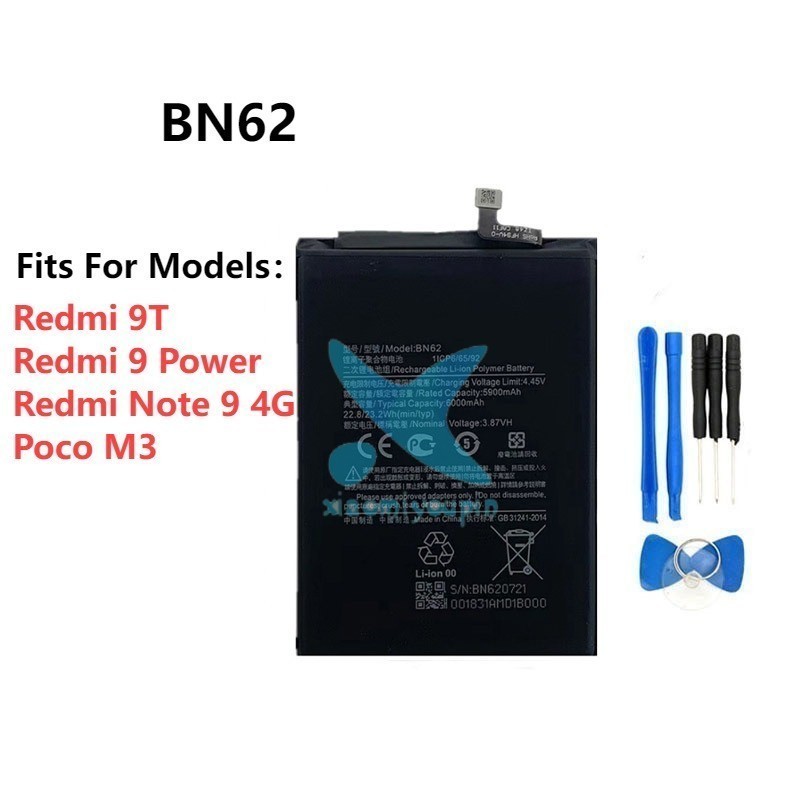 Xiaomi Battery BN62 For Redmi Note 9 4G POCO M3 RedMi 9/9T High Quality ...