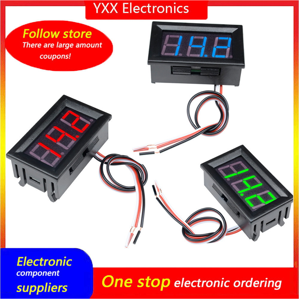 Three-wire DC Voltmeter Head 2cm LED Digital Voltmeter DC 0V30.0V ...