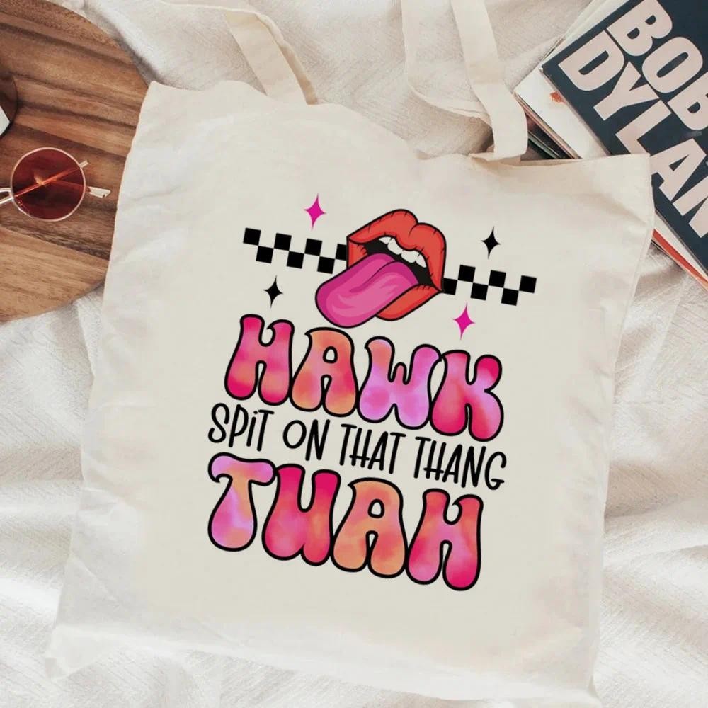 Hawk Tuah shopping bag grocery reusable handbag shopper canvas bag net ...