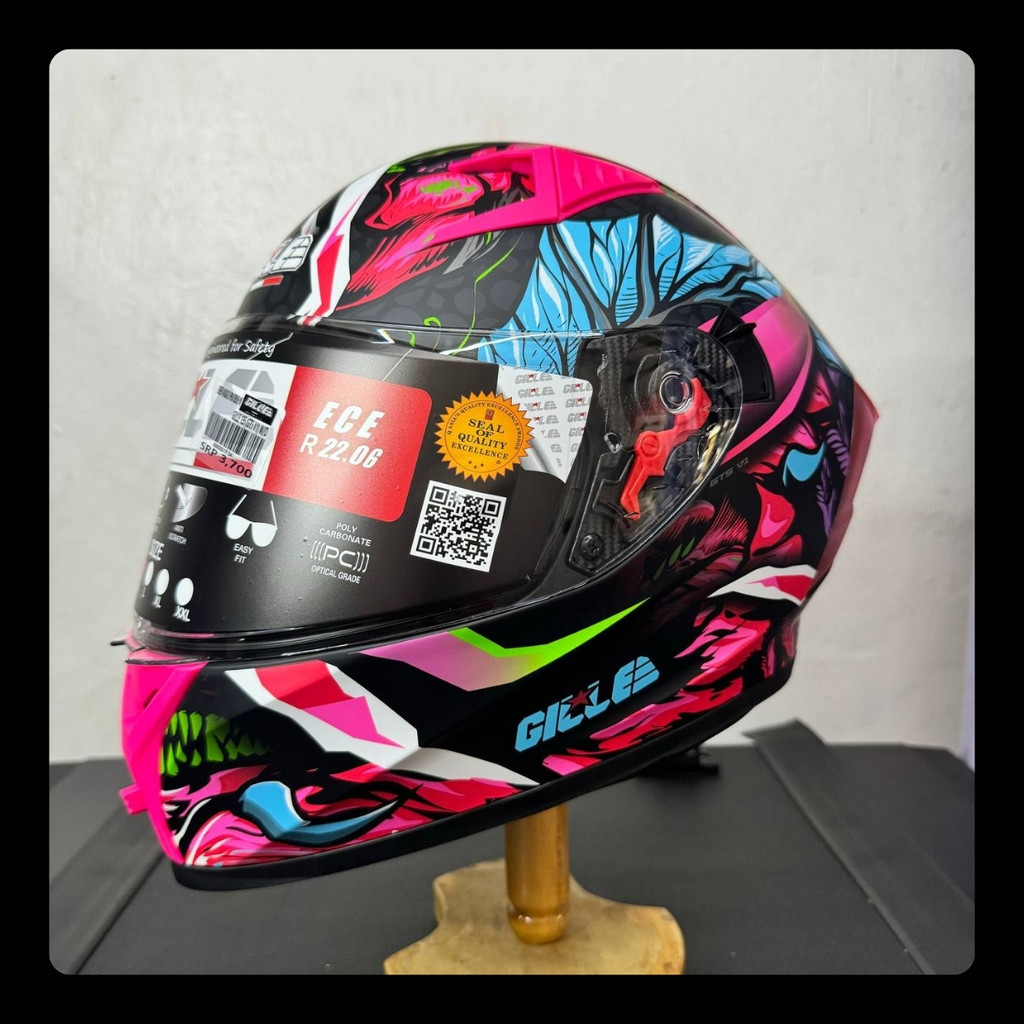 Gille gts v1 Slifer m.black pink blue dual visor fullface helmet ...
