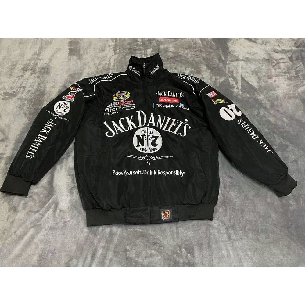 Adults F1 Team Racing Jack Daniels Embroidery Cotton Padded Zip Racing ...