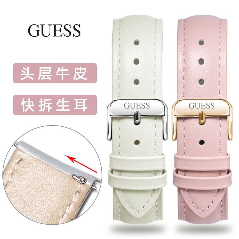 Guess Cowhide Leather Watch Band Men's W65006l G76049l Pin Buckle Strap ...
