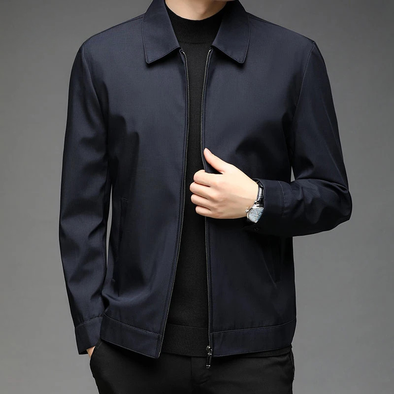 New Men's Jacket Coats Casual Solid Color Jackets Turn Down Collar Men ...
