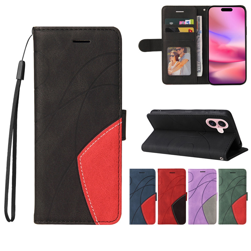 Flip Leather Case for iPhone 11 XS X XR 8 7 6 6S SE3 SE2 Pro Plus Max 2022 2020 Contrasting ...