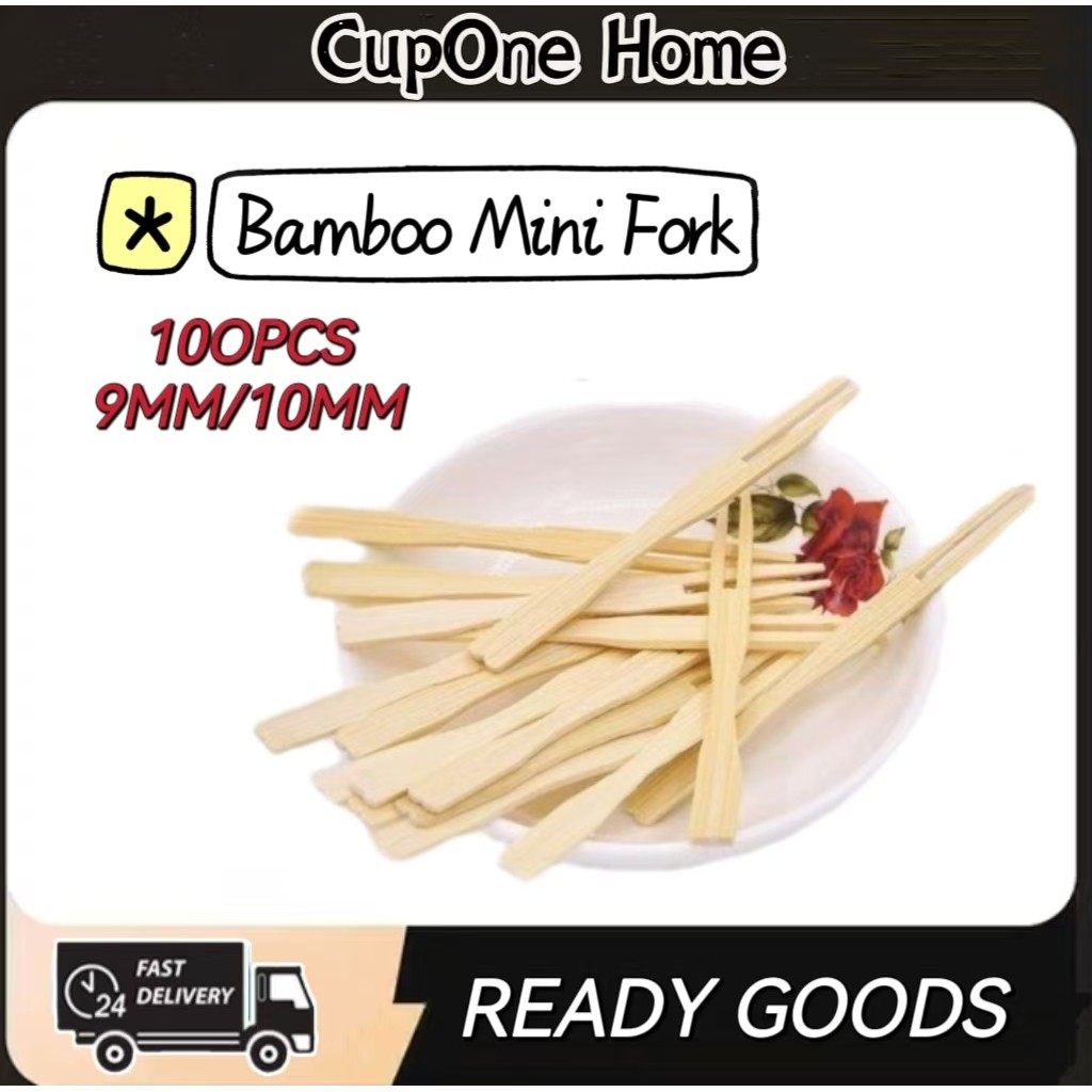 Bamboo Mini Fork 10 9cm Fishball Stick Pan Decs Dimsum Siomai Fork ...
