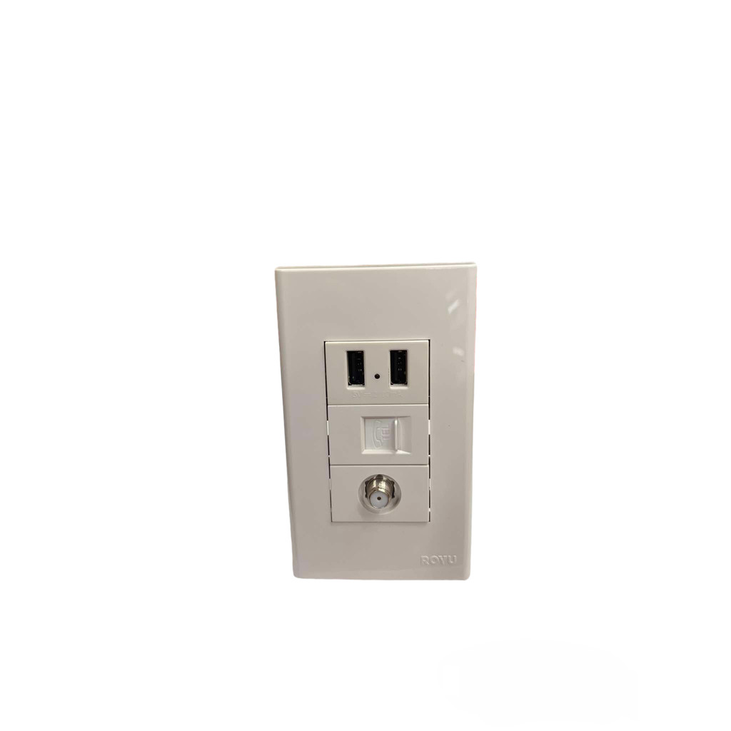 Royu 3 Gang 2 Port USB Outlet 2100mAh 5V DC and Telephone Outlet and ...