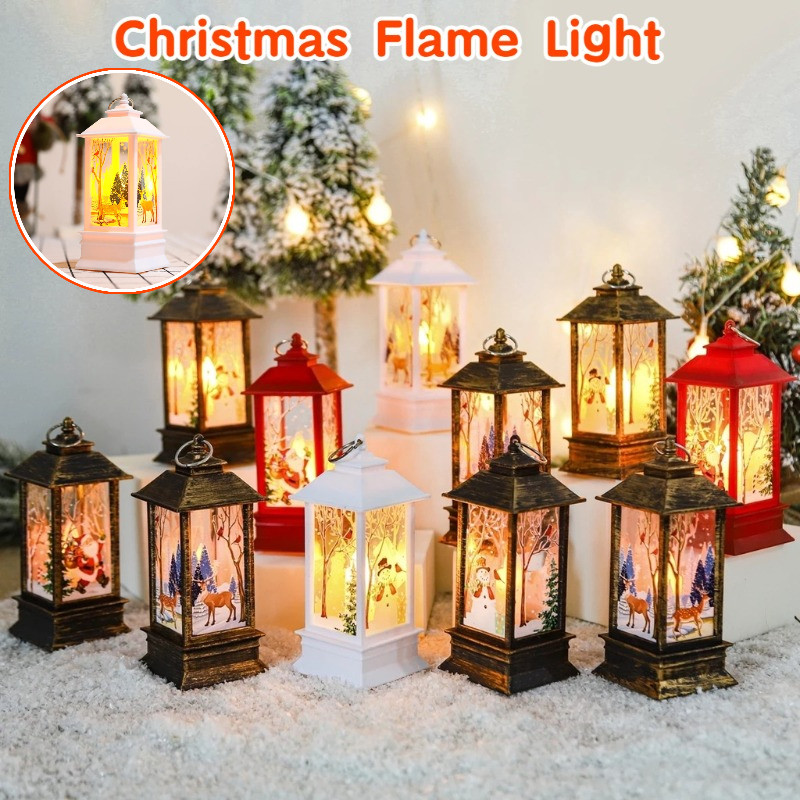 Christmas Hanging Prop Led Candles Santa Claus Light Lantern Snowman ...