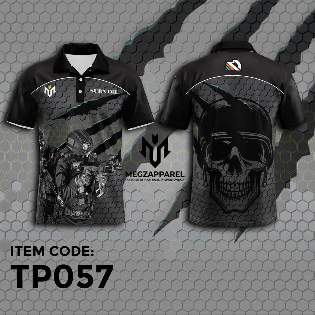 MEGZ TP057 Tactical Polo Shirt Full Sublimation Free Change Team Name, Surname and Number ...
