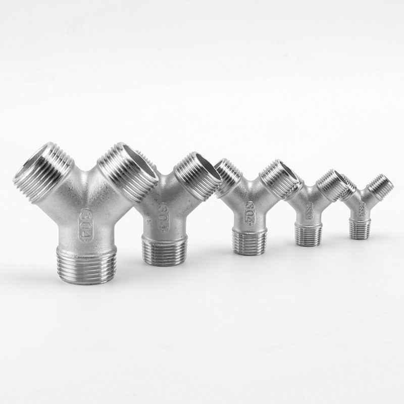 304 stainless steel outer wire Y-type tee 4/6/1 inch outer thread pipe ...