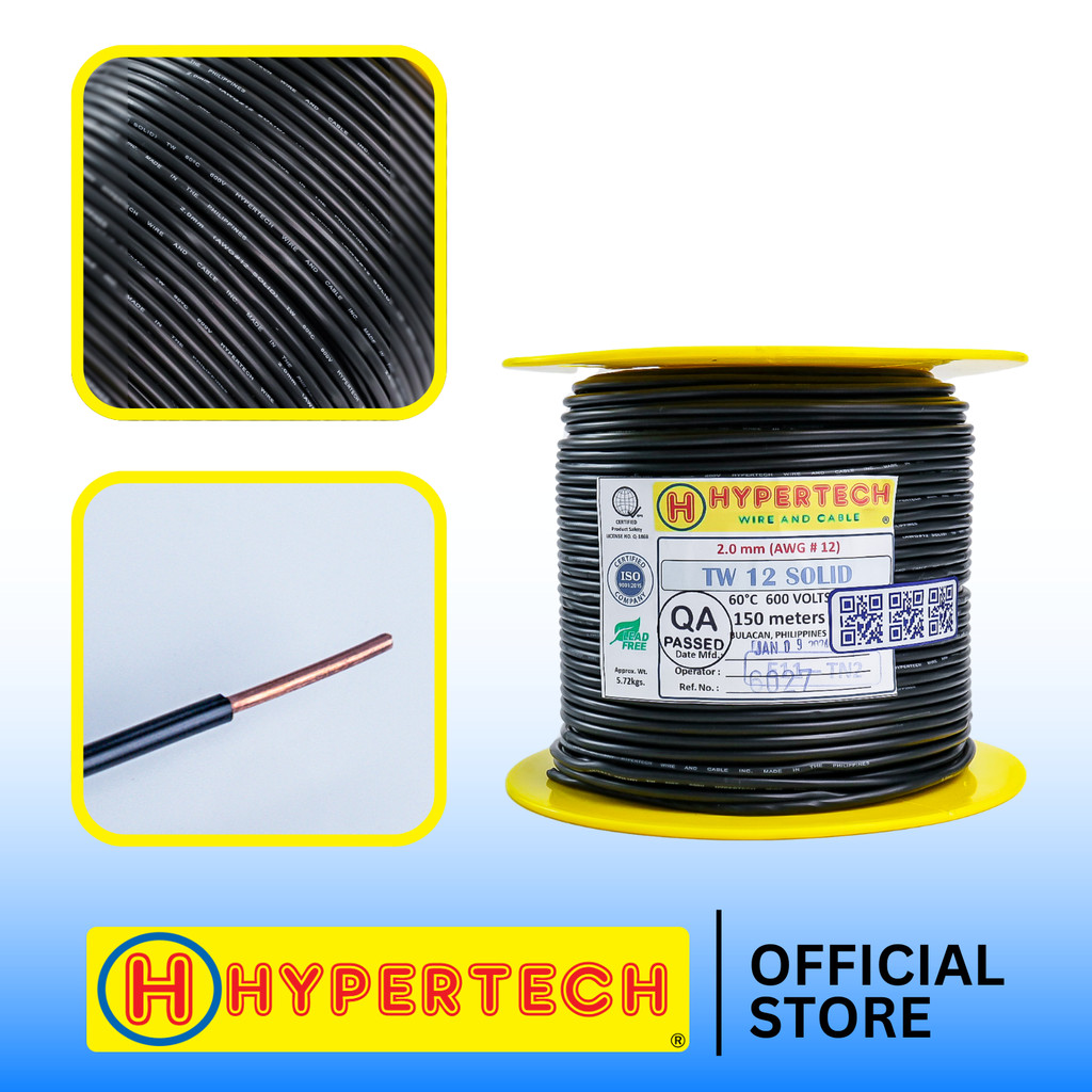 HYPERTECH TW Solid Wire # 12/1 - 10 Meters - Pure Copper Electrical ...