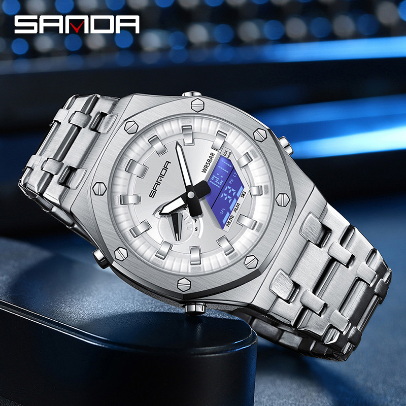SANDA New Steel Strip Series Fashionable Business Waterproof Luminous ...