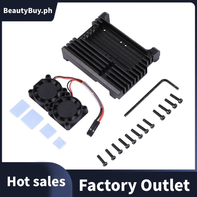 For Raspberry Pi 4 Aluminum Case With Dual Cooling Fan Metal Shell 0947