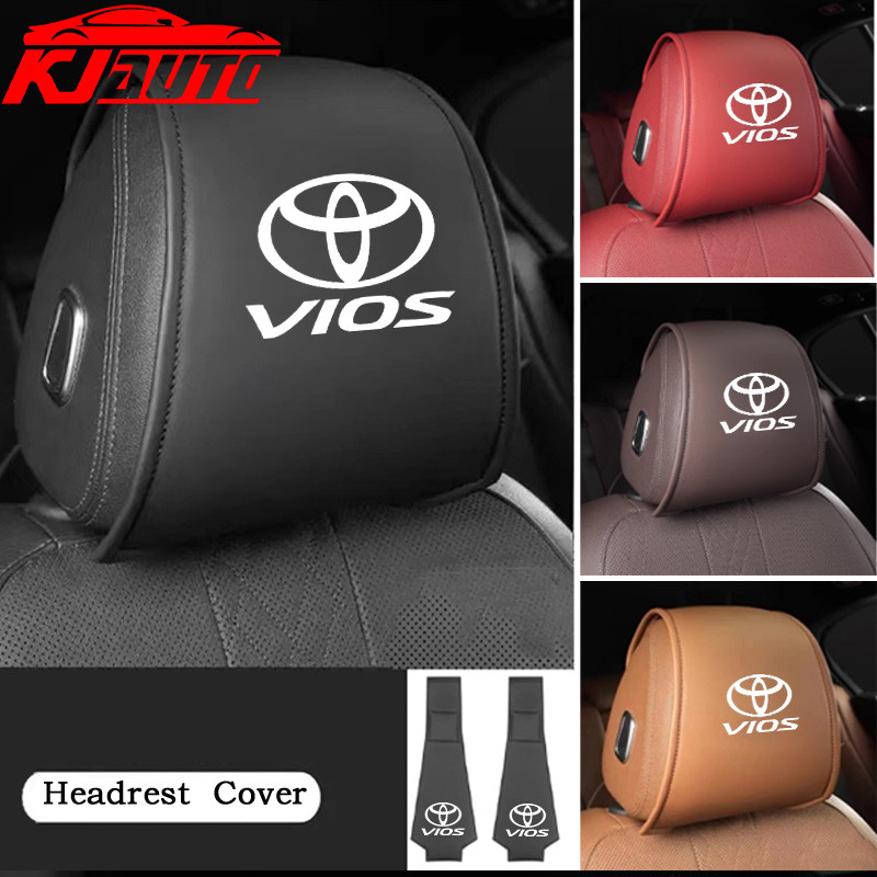 1/2pcs Toyota Vios Leather Car Seat Headrest Protective Cover Interior ...