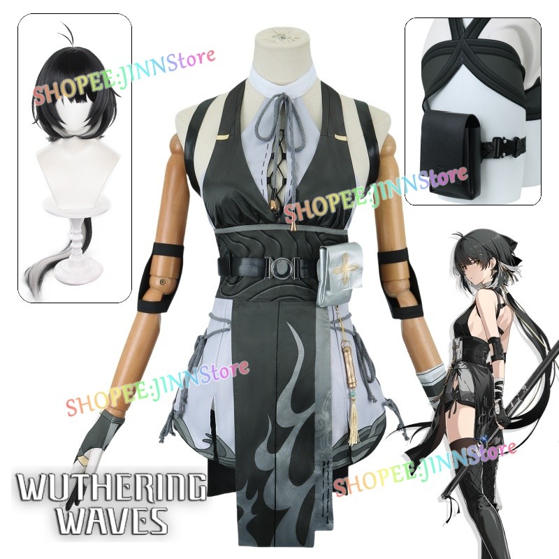 - JINN - WUTHERING WAVES Cosplay Costume Female ROVER Cosplay Black ...