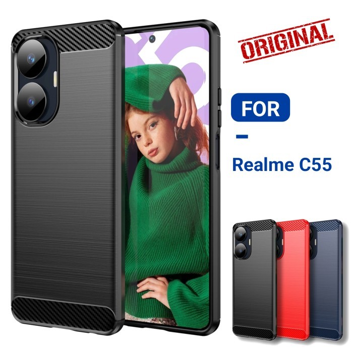 CASE REALME C55 CARBON RUGGED ARMOR ANTI SHOCKPROOF | Shopee Philippines